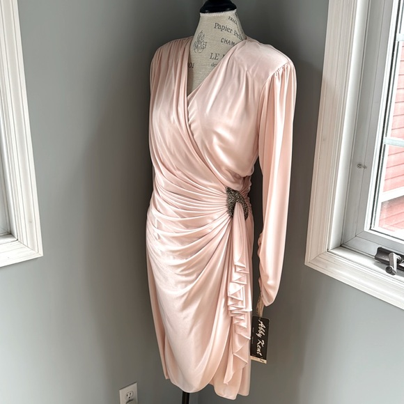 Vintage | Dresses | Vintage Abby Kent 8s90s Pale Pink Wrap Cocktail ...